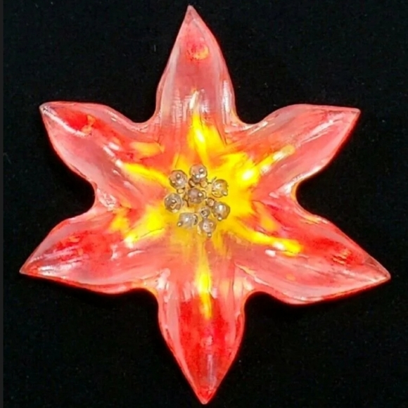 Alexis Bittar | Jewelry | Rare Alexis Bittar Brooch Pin Red Yellow Lily ...